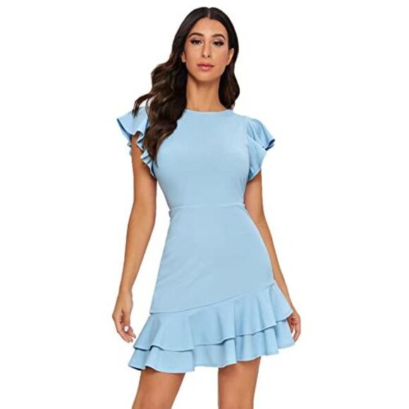 Floerns | Dresses | Floerns Womens V Back Inslace Layered Ruffle Hem ...